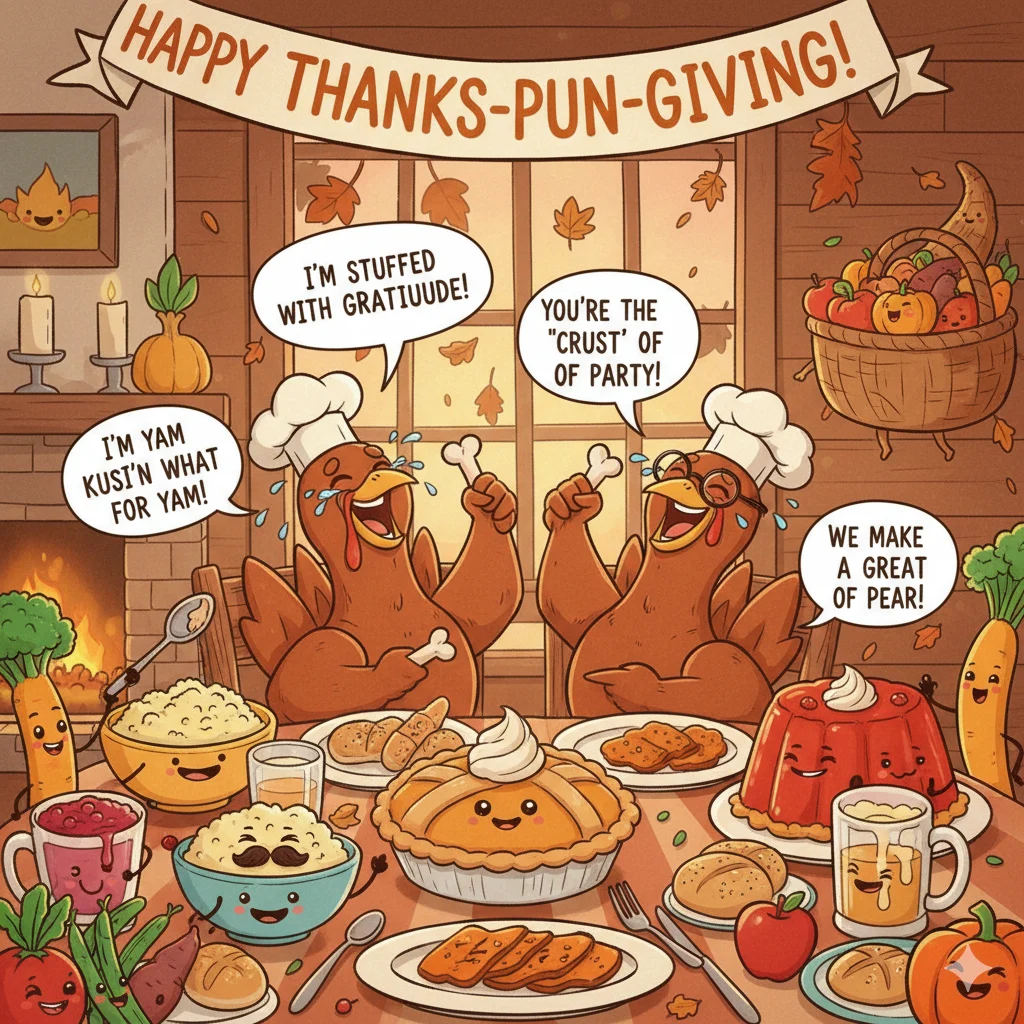 210+ Funny Thanksgiving Puns That’ll Crack You Up – 2025